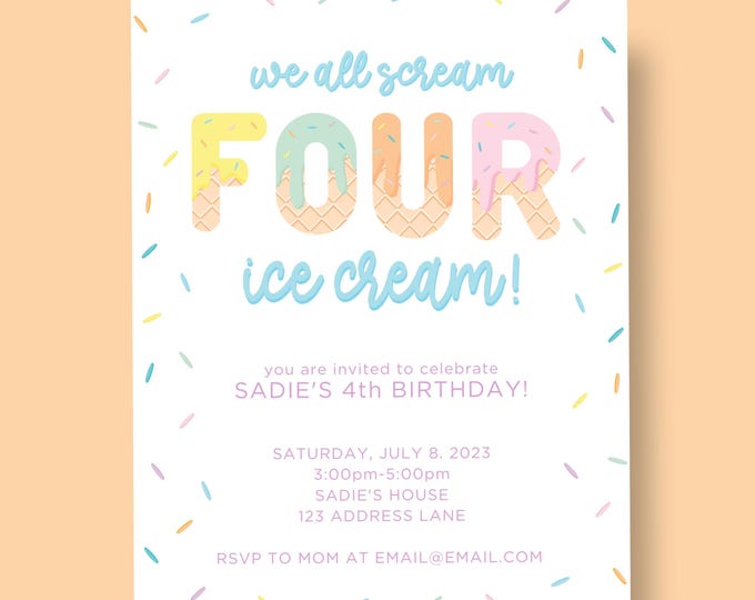 Ice Cream Scoops Happy Birthday Banner - I Scream You Scream - Ice ...