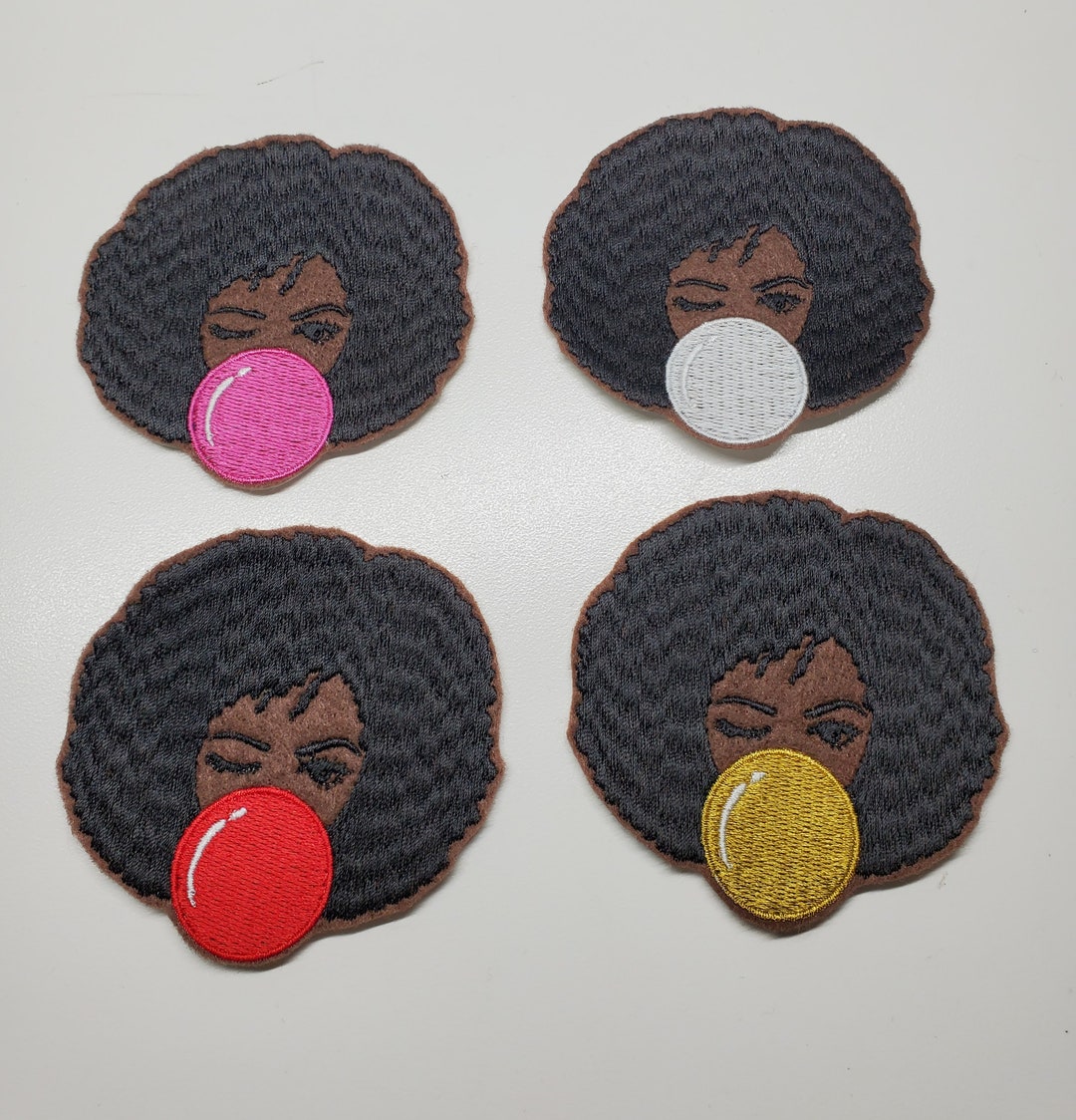 Bubblegum Afro Girl Embroidered Patch - African American Patches ...