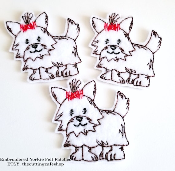Set of 3 Yorkie Felt Embroidered Patches Yorkie Felties - Etsy