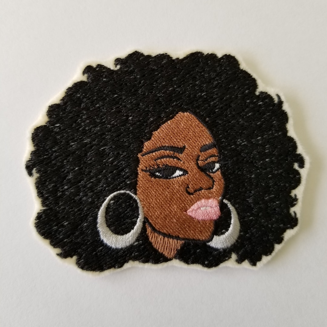 Afro Lady Embroidered Patch - African American Patches - Black Girl ...