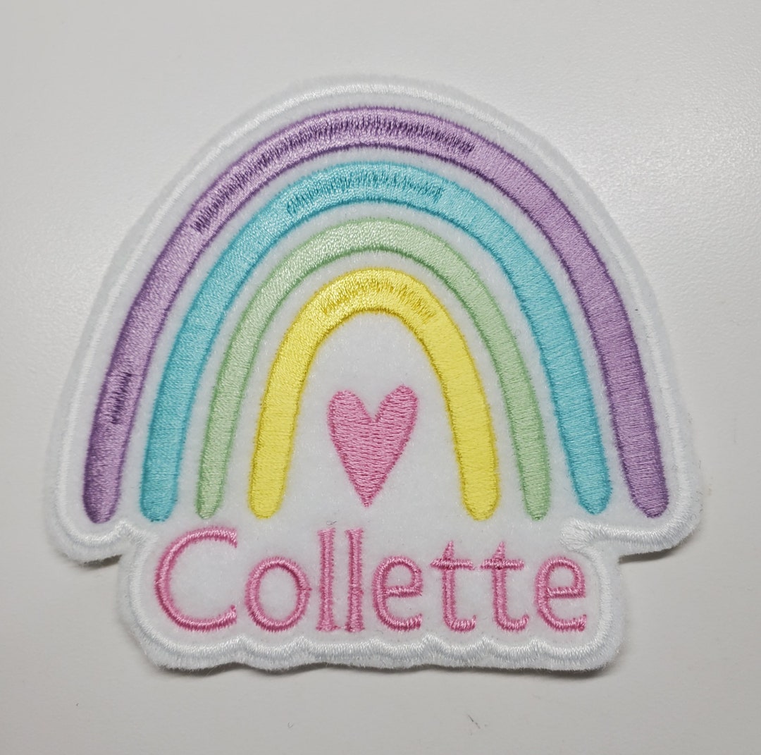 Personalized Rainbow Patch - Pastel Rainbow Patch - Rainbow Heart Patch - Custom Name Rainbow ...