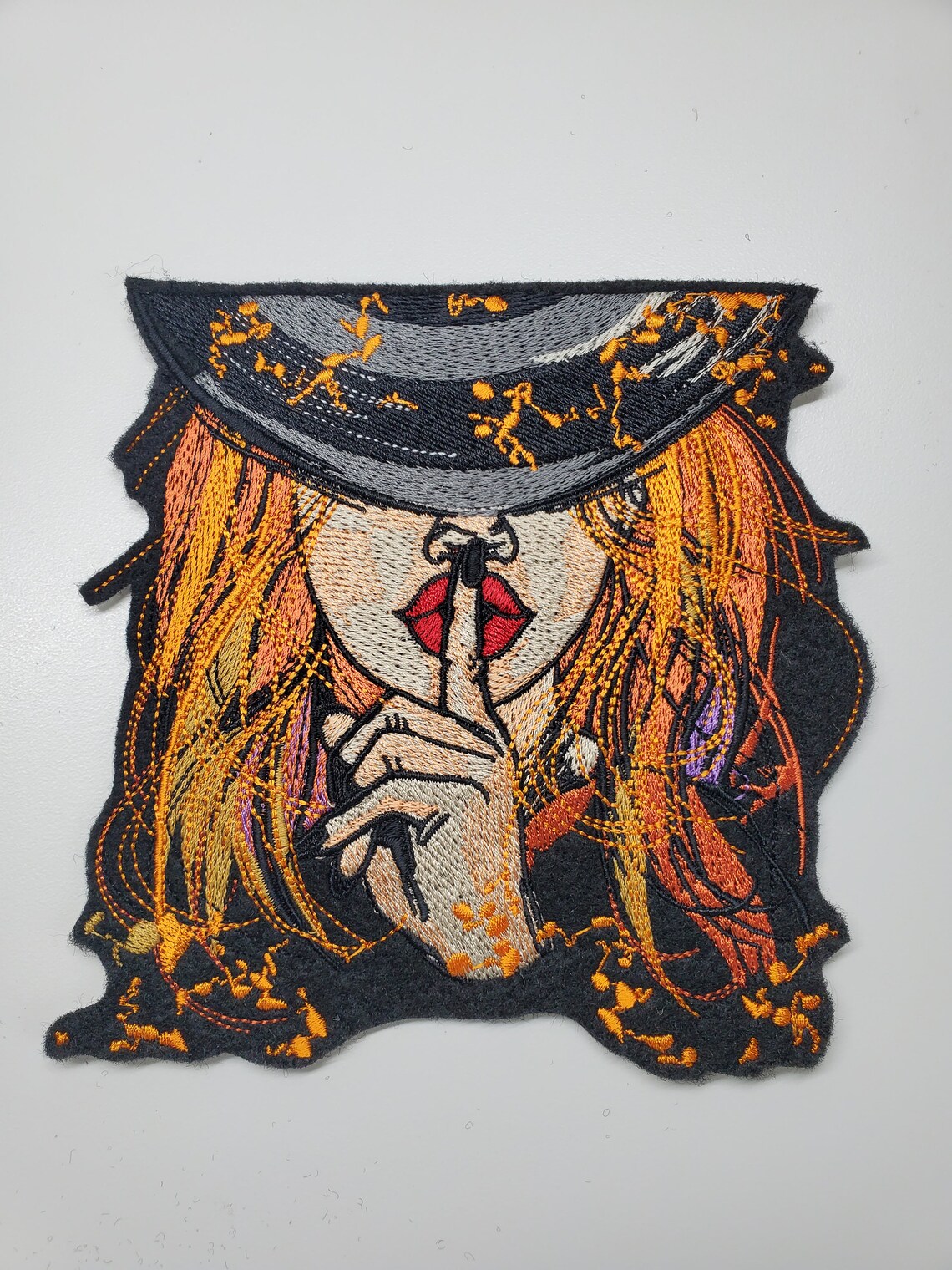 Lady Embroidered Patch lady Patch Shh Patch Lady in Hat - Etsy