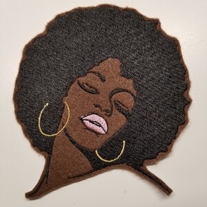 Beautiful Woman Embroidered Patch - African American Patches - Black ...