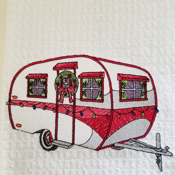 Christmas Trailer Embroidery Design - Etsy