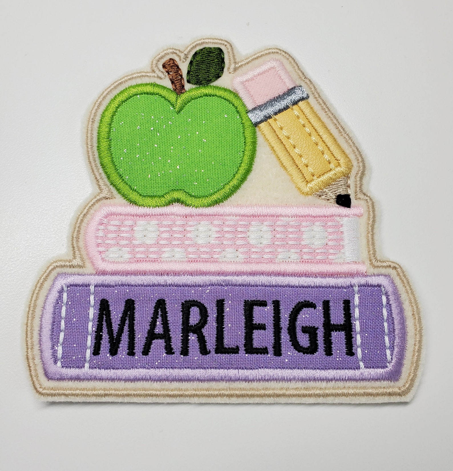Personalized Back to School Books With Apple and Pencil Patch, School ...