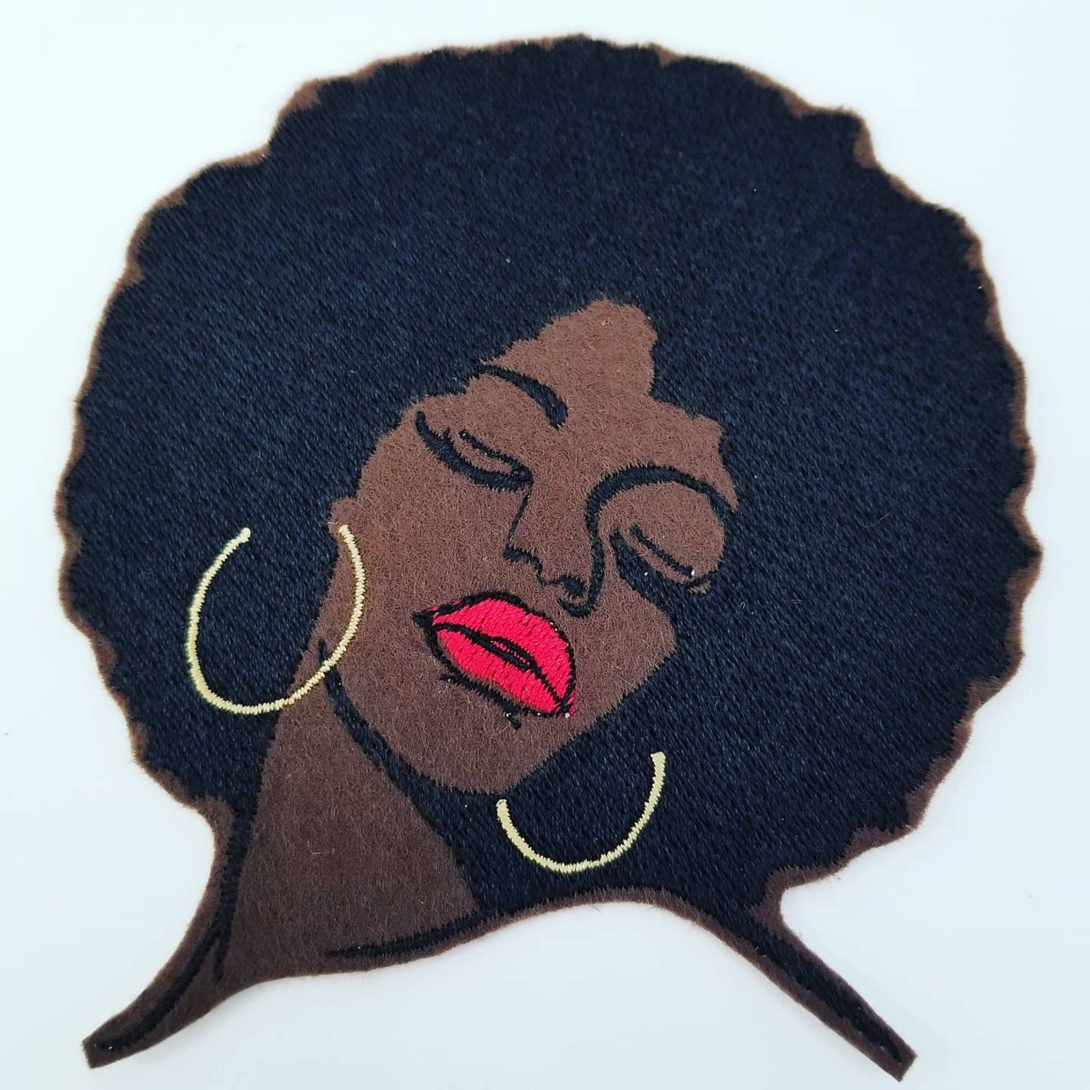 Beautiful Woman Embroidered Patch - African American Patches - Black ...
