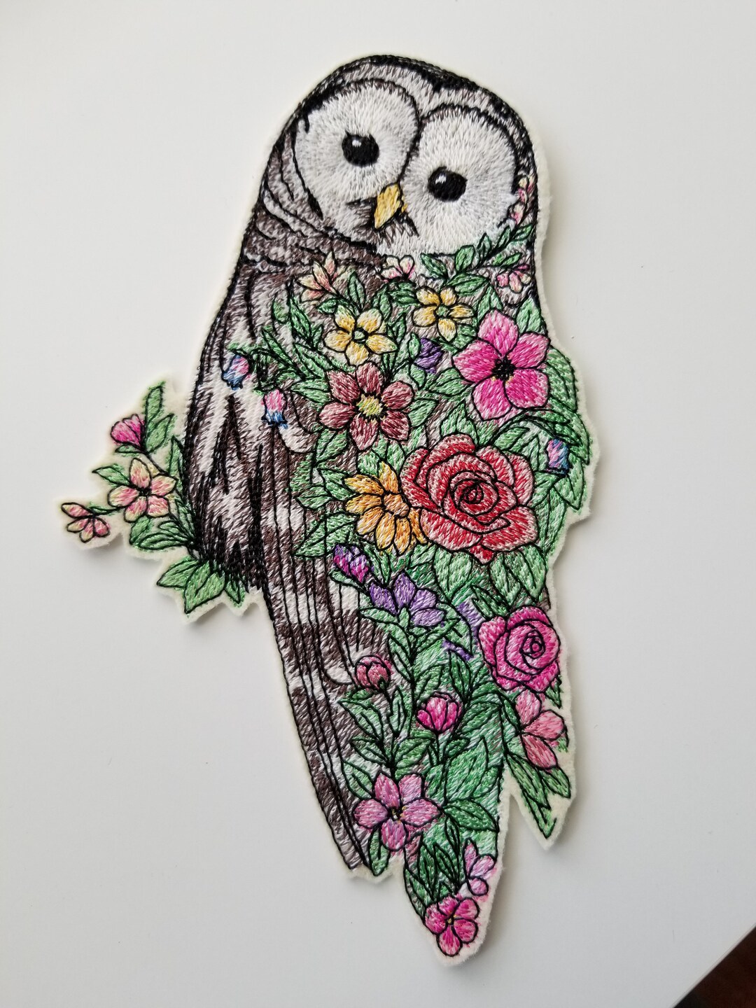 Owl Floral Embroidered Patch -owl Patches - Owl Embroidery Designs ...