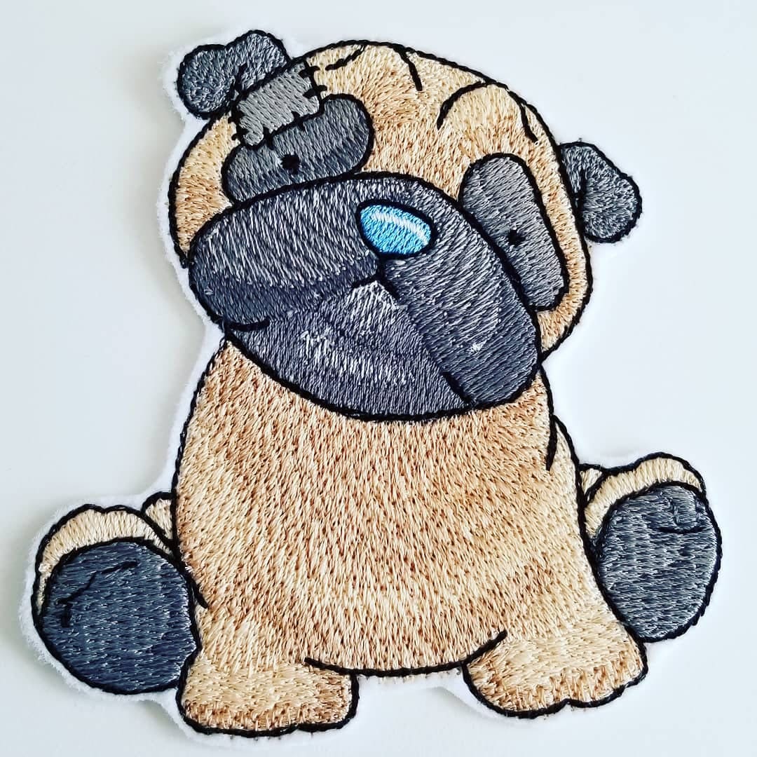 Pug Embroidered Patch - Pug Patches - Pug Designs - Embroidery ...