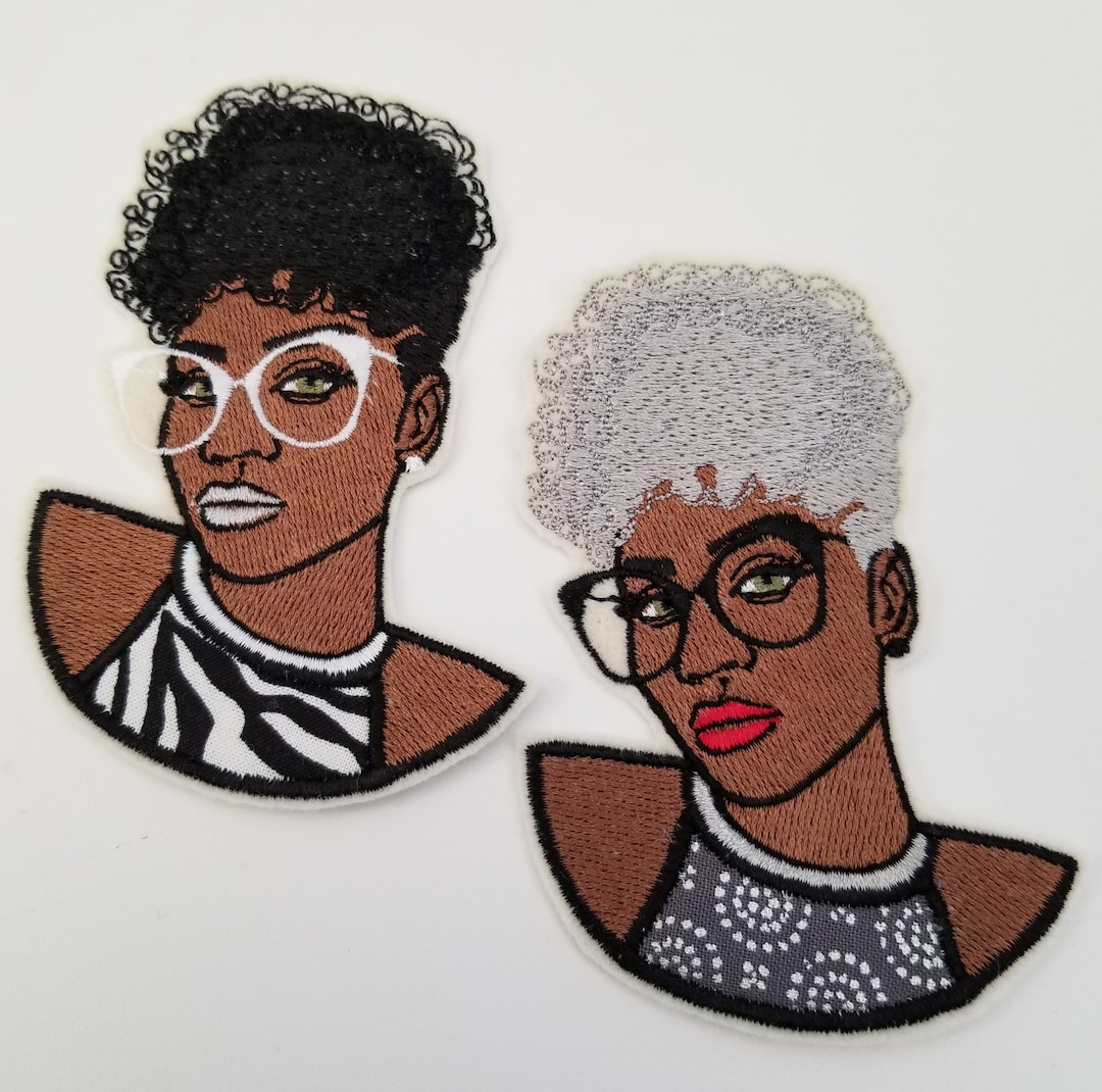 Afro Lady With Appliqué Top Embroidered Patch - African American ...