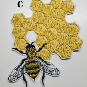 Honeybee Patch - Honeybee Embroidery - Queen Bee Patch - Bee Embroidery - Honeycomb Embroidery ...