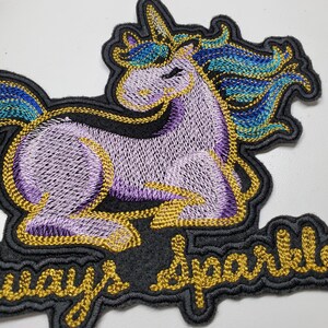Always Sparkle Unicorn Embroidered Patch Unicorn Patch Sparkle Patch Colorful Unicorn Gold ...