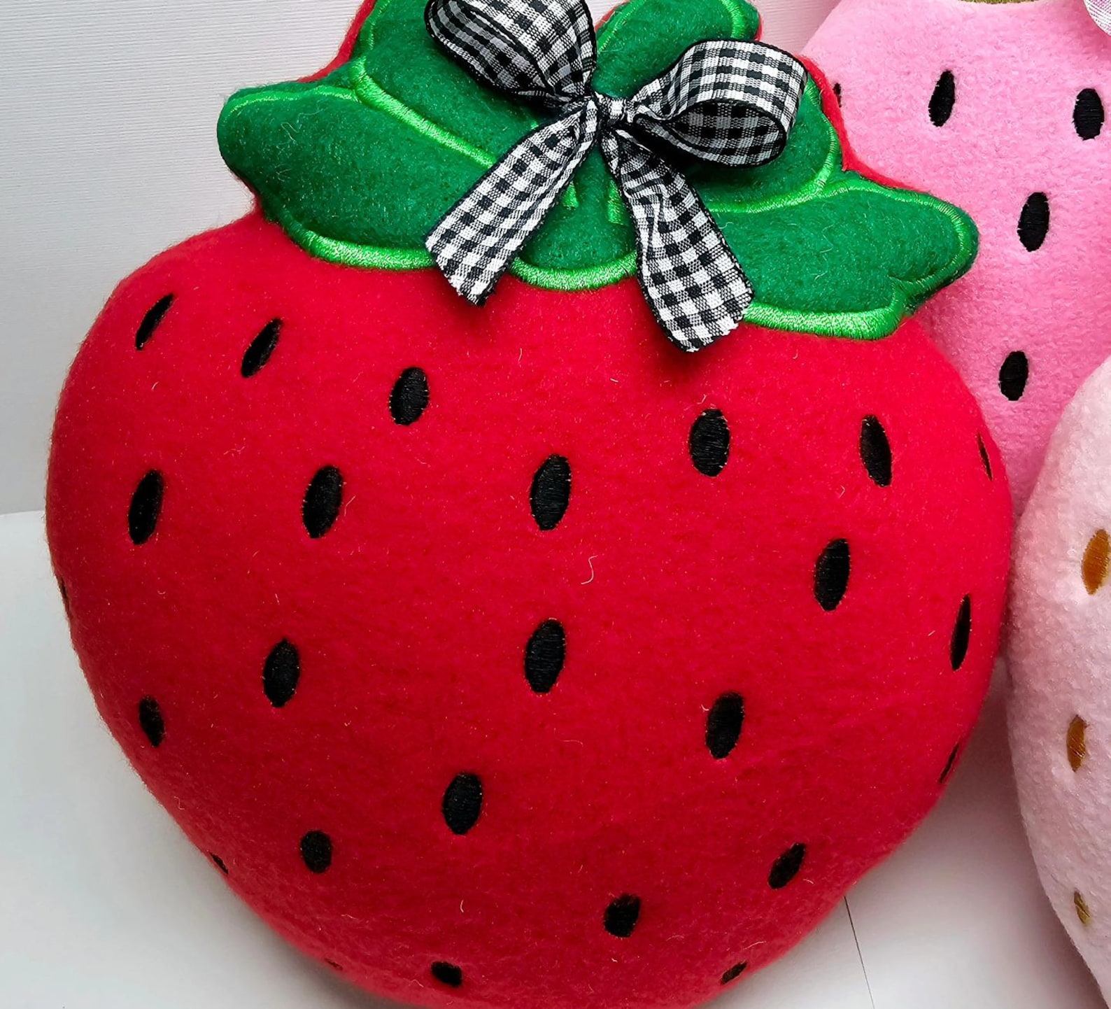 Personalized Strawberry Pillow: Embroidered Fleece Stuffie, Girl Room ...