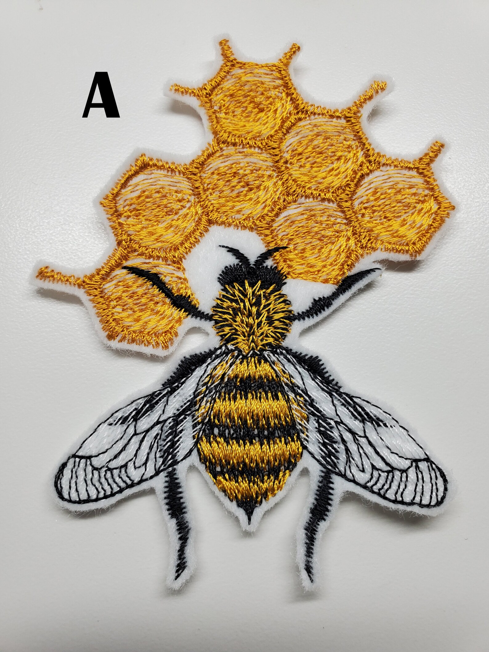 Honeybee Patch - Honeybee Embroidery - Queen Bee Patch - Bee Embroidery - Honeycomb Embroidery ...