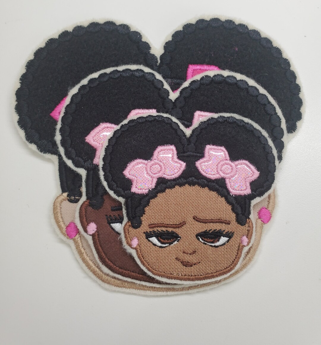 SMALL Afro Puffs Embroidered Patch - Little Girl Patch - Bossy Girl Patch - African American ...