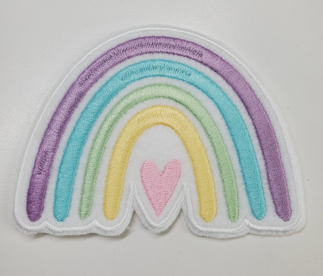 Pastel Rainbow Patch - Boho Rainbow Patch - Rainbow Heart Patch - Over ...