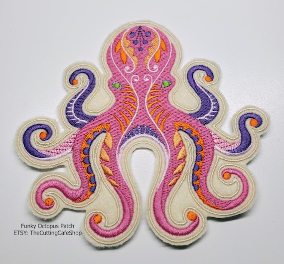 Funky Octopus Embroidered Patch Under the Sea Patches Sea - Etsy