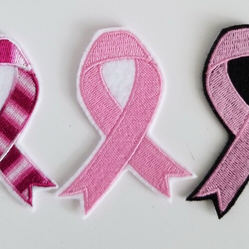 Breast Cancer Embroidered Ribbon Patch Ribbon Embroidery - Etsy