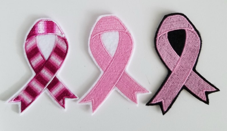 Breast Cancer Embroidered Ribbon Patch - Ribbon Embroidery - Pink ...