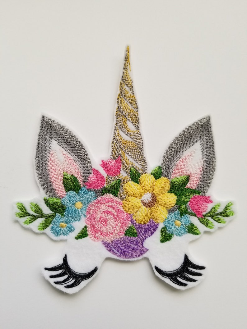 Unicorn Embroidered Patch Iron On Sew On Unicorn Face Etsy