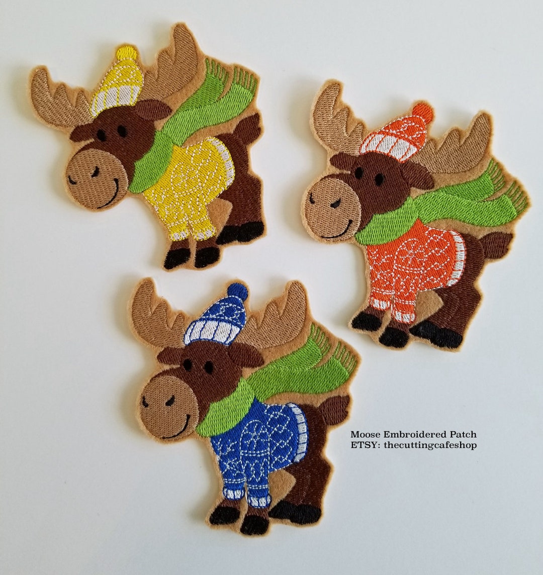 MOOSE Embroidered Patches - Moose Embroidery- Moose Embroider Design ...