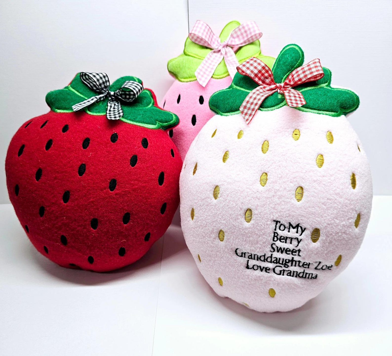 Personalized Strawberry Pillow: Embroidered Fleece Stuffie, Girl Room ...