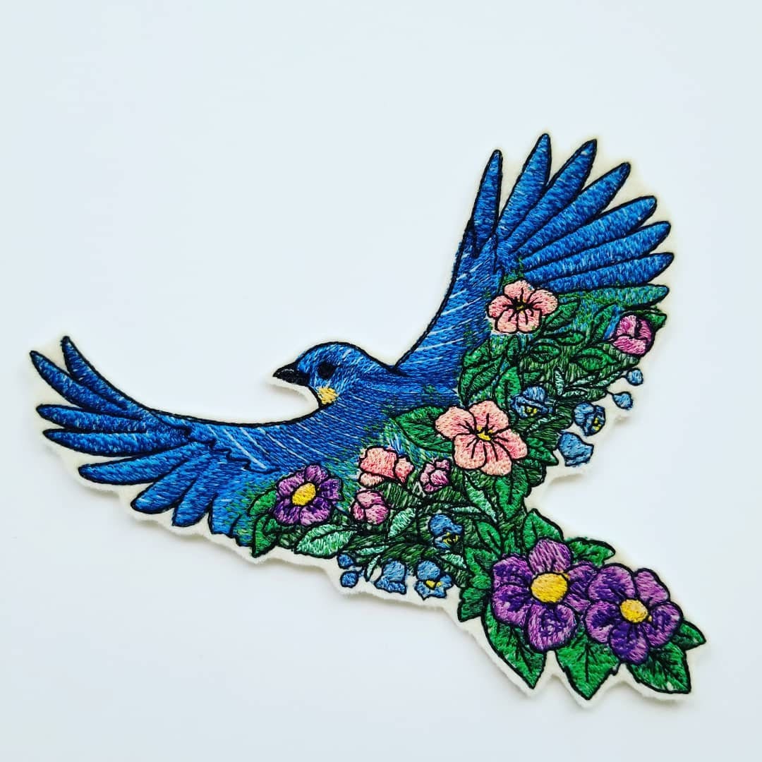 Bluebird Embroidered Patch -bird Patches - Iron on Bird Patch ...