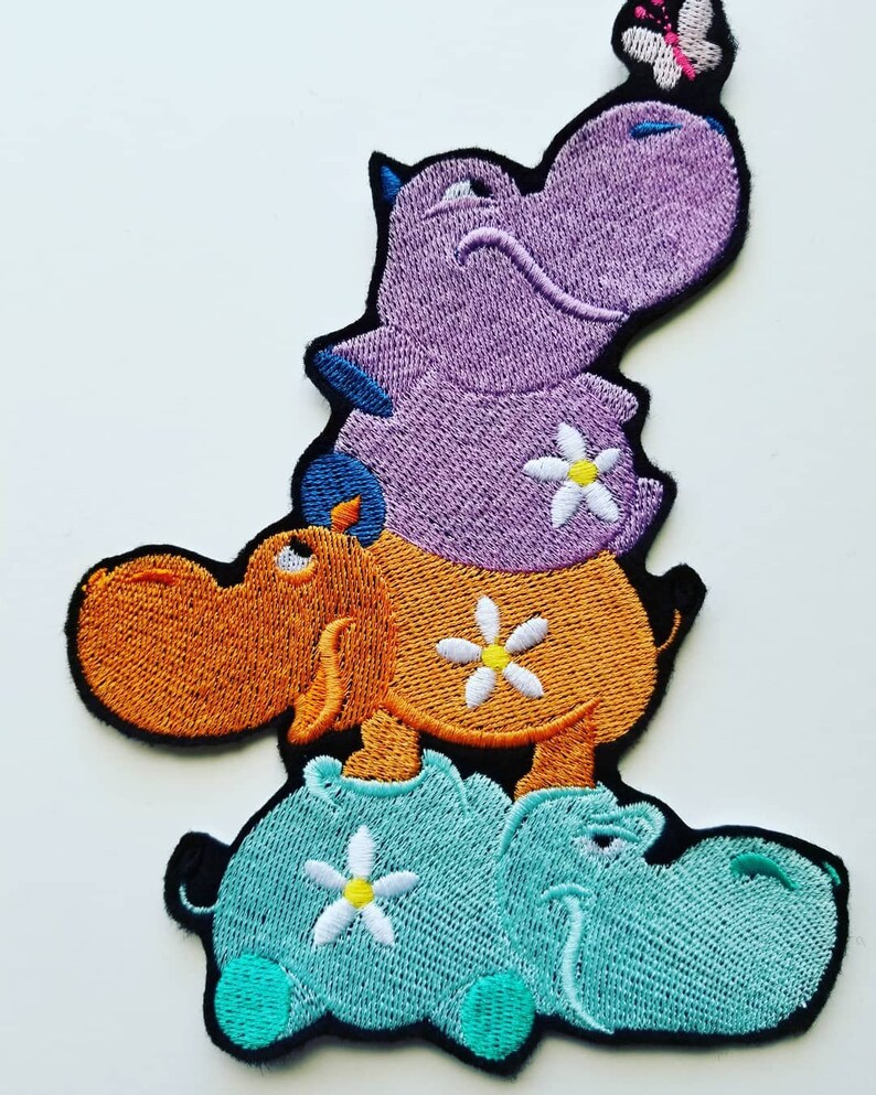 Hippopotamus Embroidered Patch -hippo Patches - Hippopotamus Embroidery ...