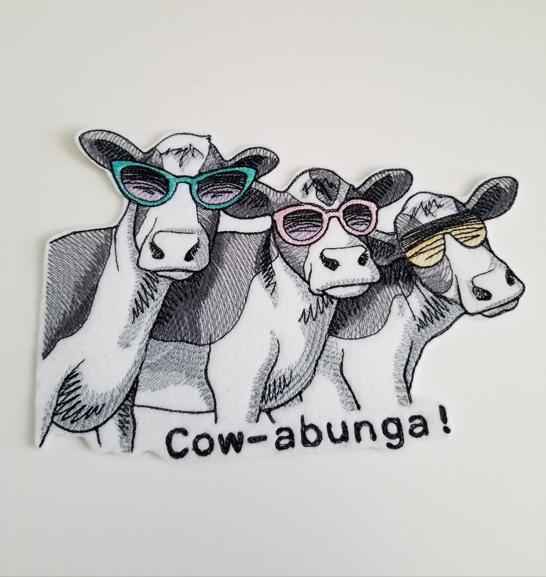 Cow Abunga Embroidered Patch Cow Patches Farm Embroidery - Etsy
