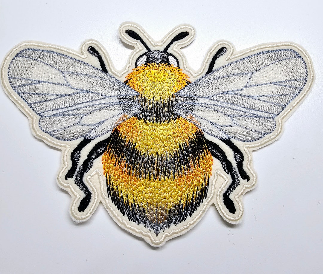 Buzzing Bee Embroidered Patch - Bee Patches - Bee Embroidery Designs ...