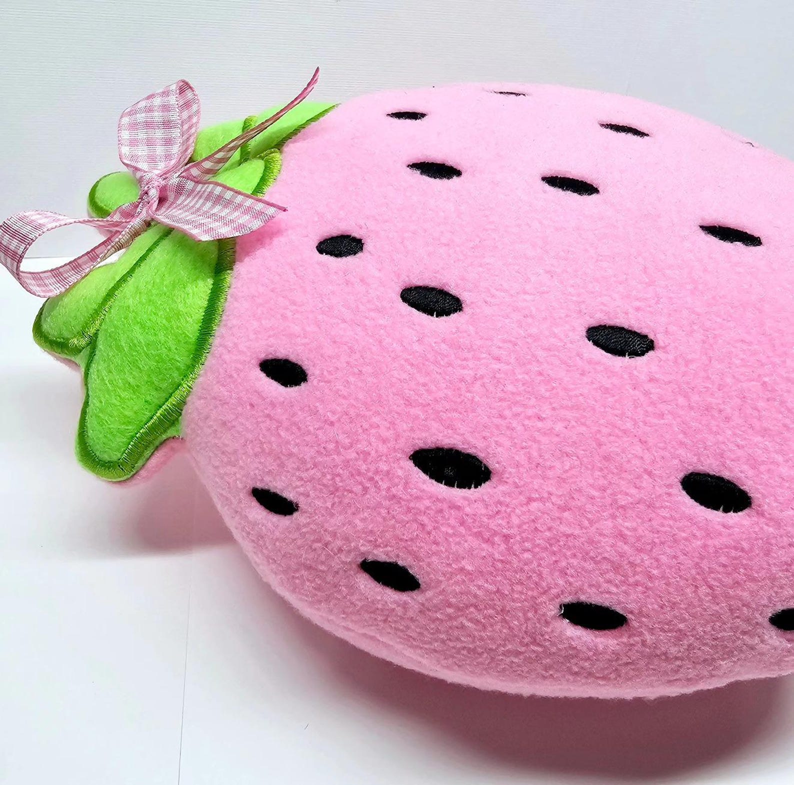 Personalized Strawberry Pillow: Embroidered Fleece Stuffie, Girl Room ...