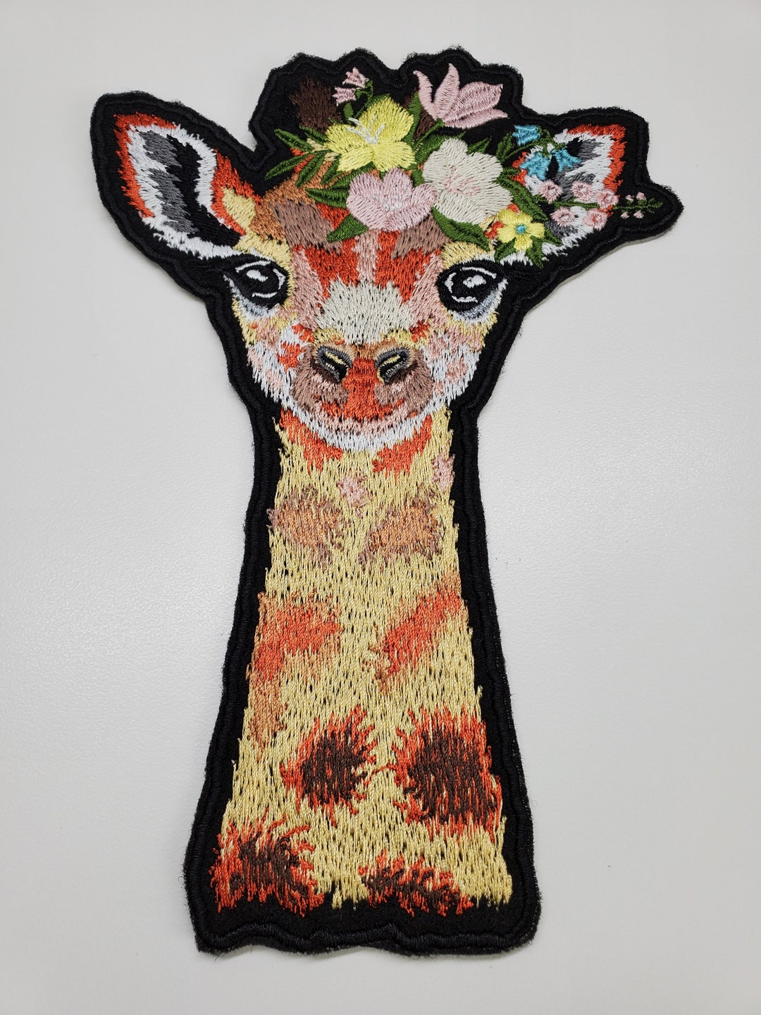Giraffe Embroidered Patch - Jungle Patches -floral Giraffe Embroidery ...