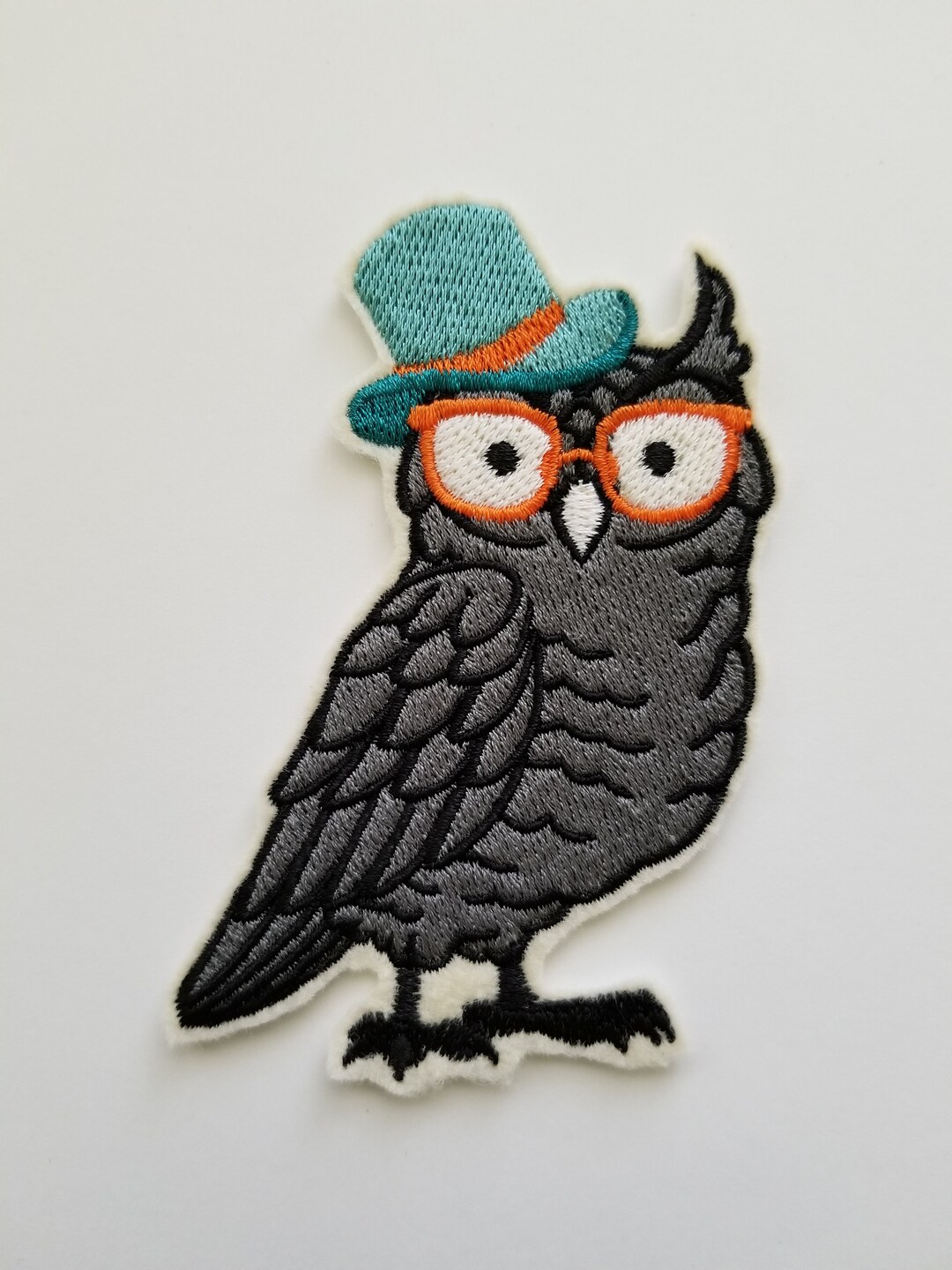 Owl in Glasses Embroidered Patch - Owl Patches - Owl Embroidery Designs ...