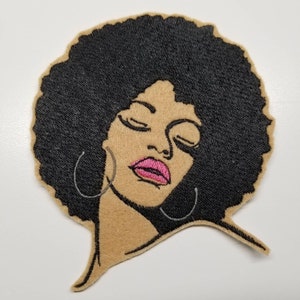 Beautiful Woman Embroidered Patch - African American Patches - Black ...