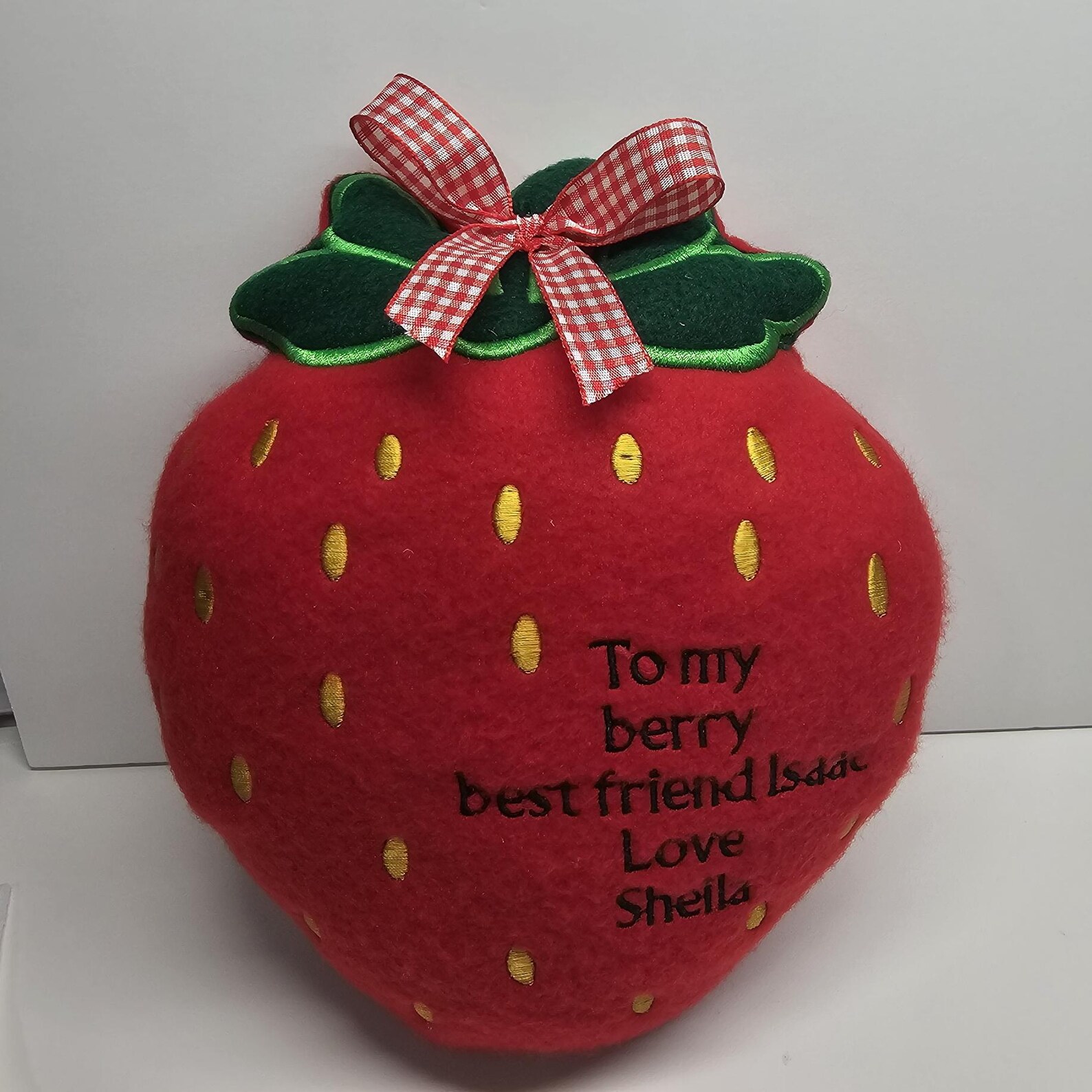 Personalized Strawberry Pillow: Embroidered Fleece Stuffie, Girl Room ...