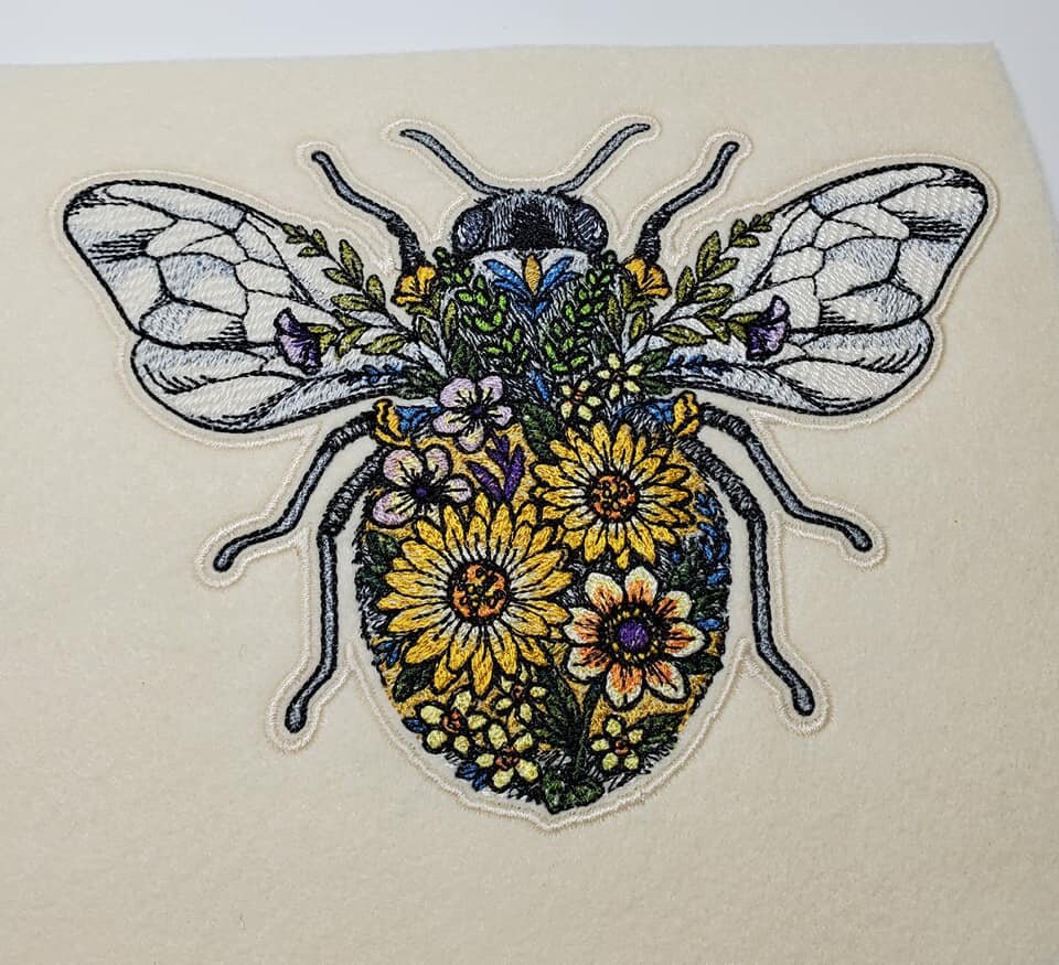 Floral Bee Embroidered Patch Bee Patches Bee Embroidery | Etsy