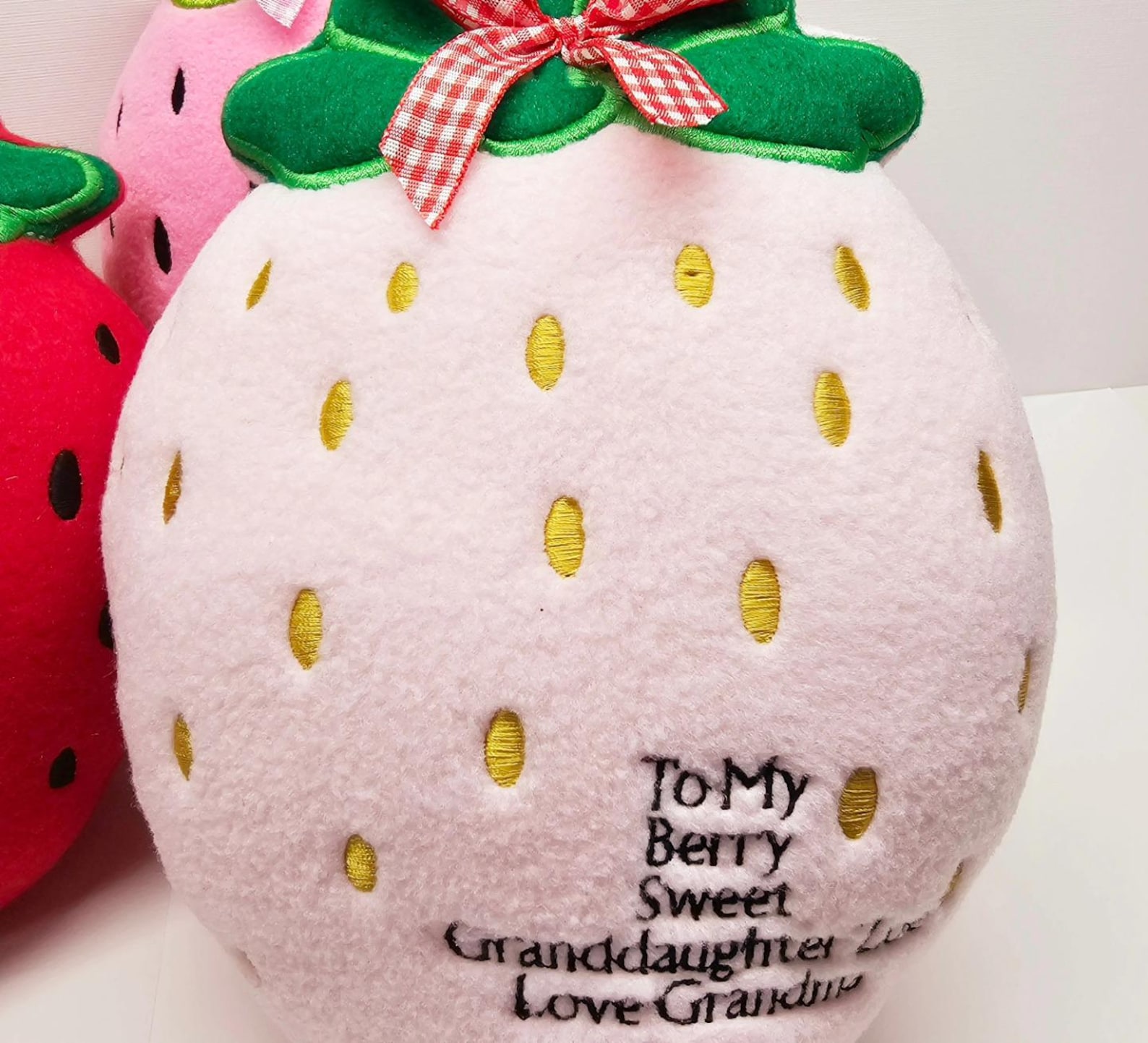 Personalized Strawberry Pillow: Embroidered Fleece Stuffie, Girl Room ...