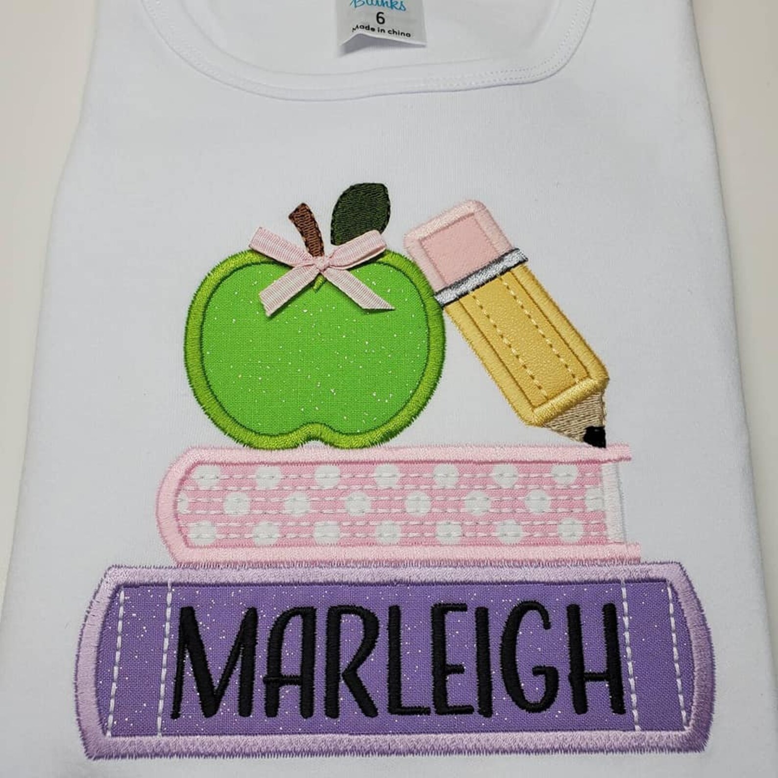 Personalized Back to School Books With Apple and Pencil Patch, School ...