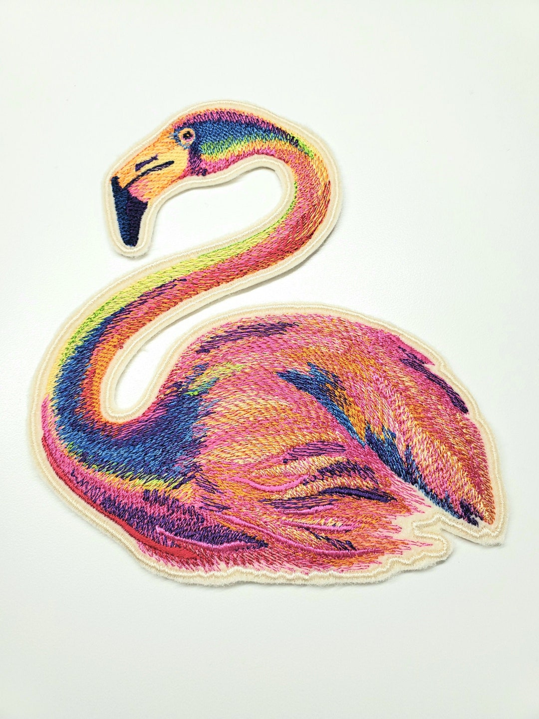 Large Colorful Flamingo Patch - Watercolor Flamingo - Embroidered ...