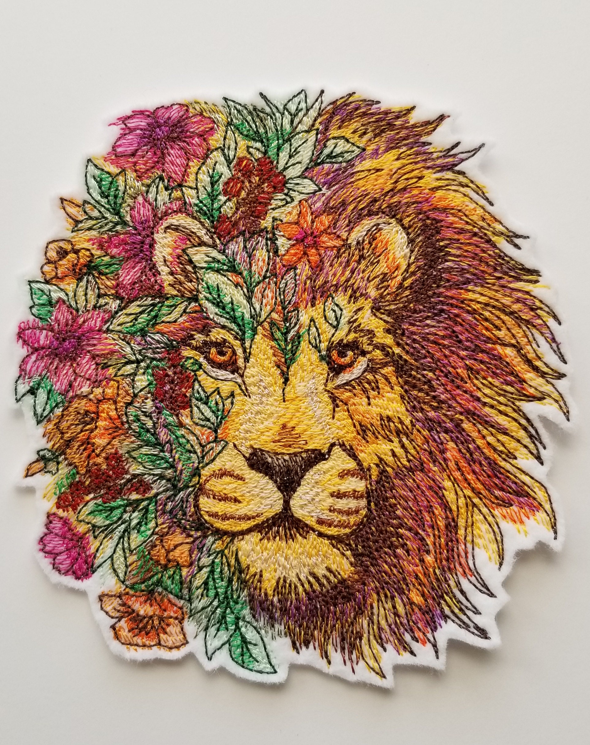 Custom Floral Lion Embroidered Patch Lion Patches Lion | Etsy