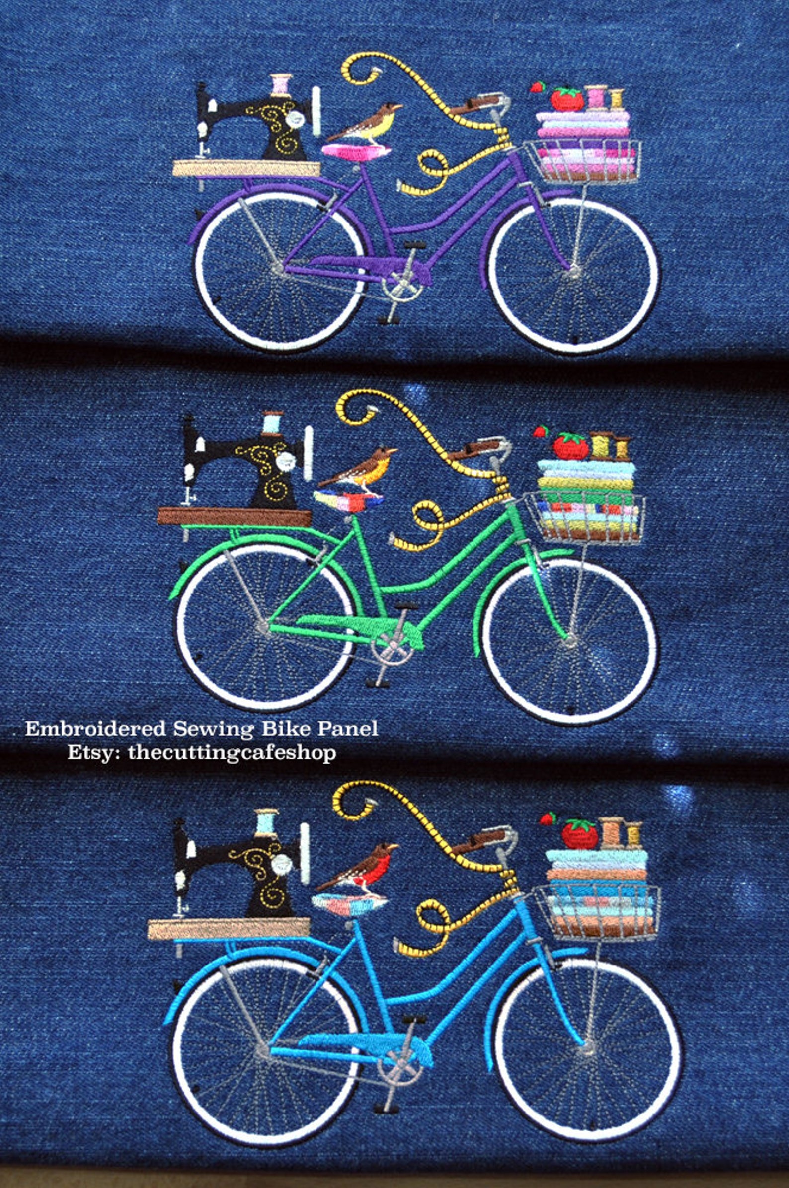 Custom Colored Sewing Bike Embroidery Panel Bike Quilting - Etsy