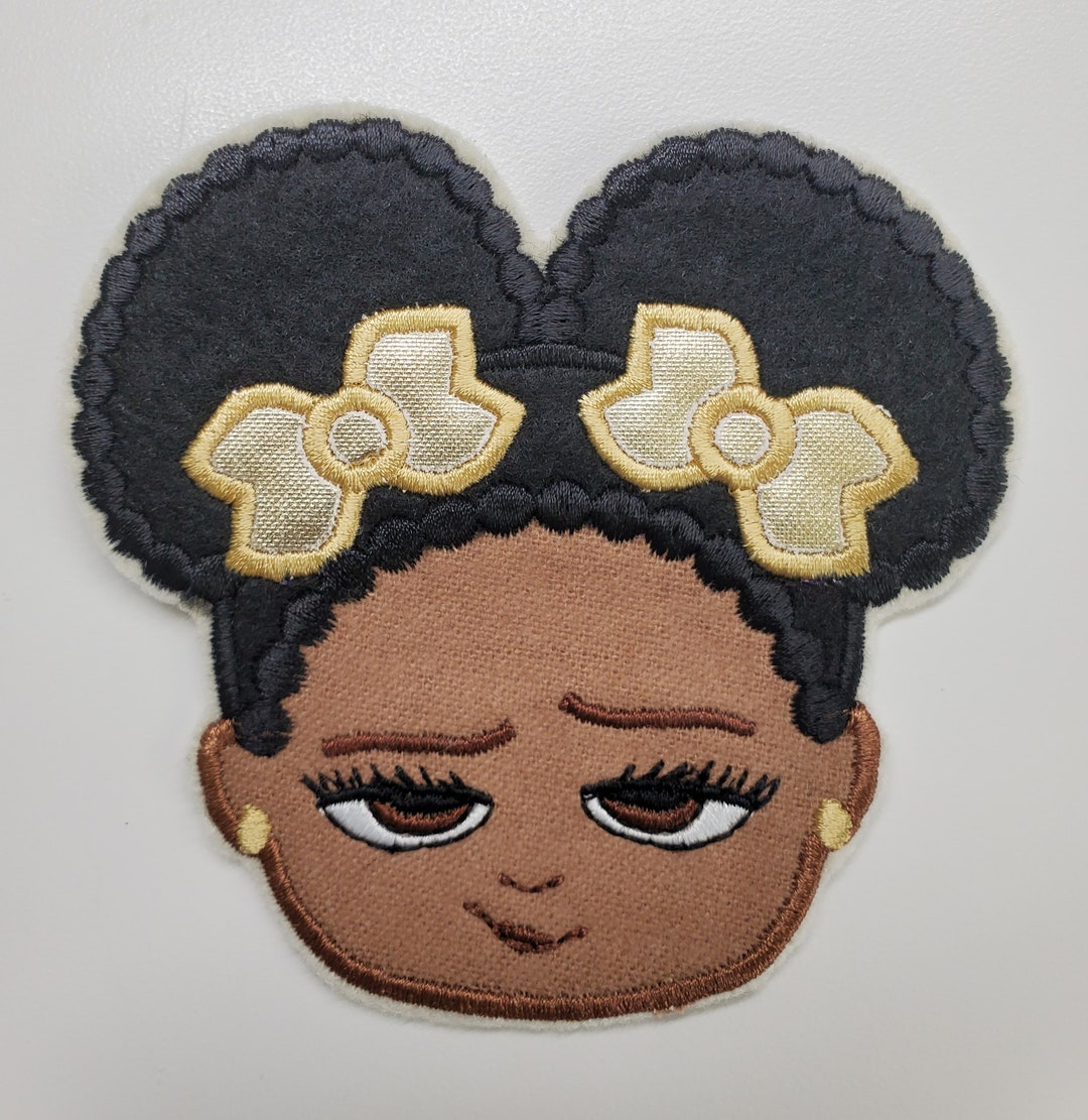 Afro Puffs Embroidered Embroidered Patch - Little Girl Patch - Bossy ...