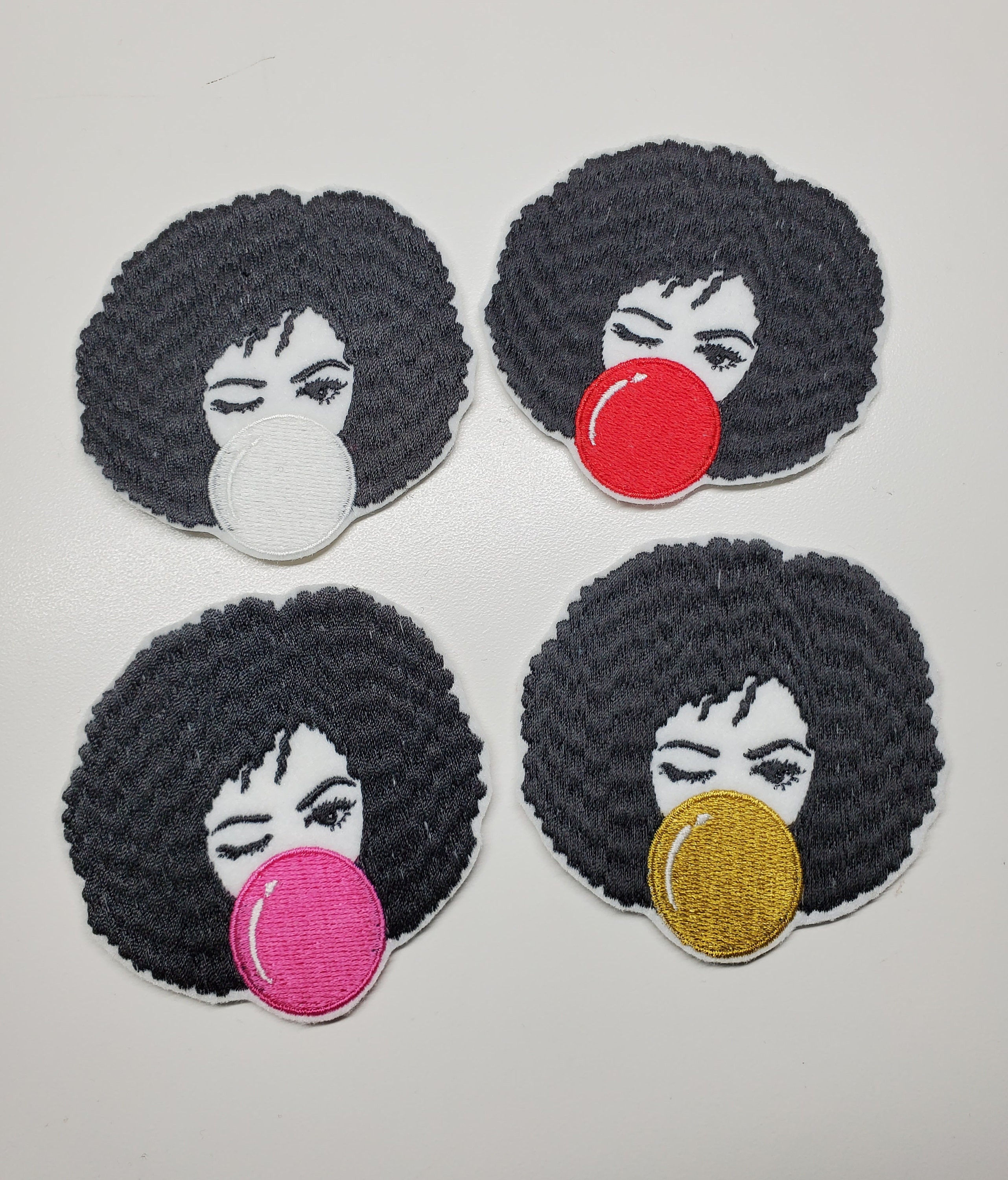 Bubblegum Afro Girl Embroidered Patch African American Patches Black ...