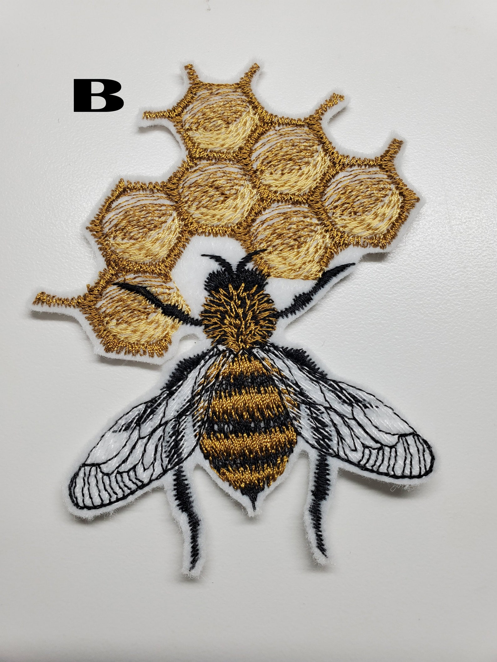 Honeybee Patch - Honeybee Embroidery - Queen Bee Patch - Bee Embroidery - Honeycomb Embroidery ...