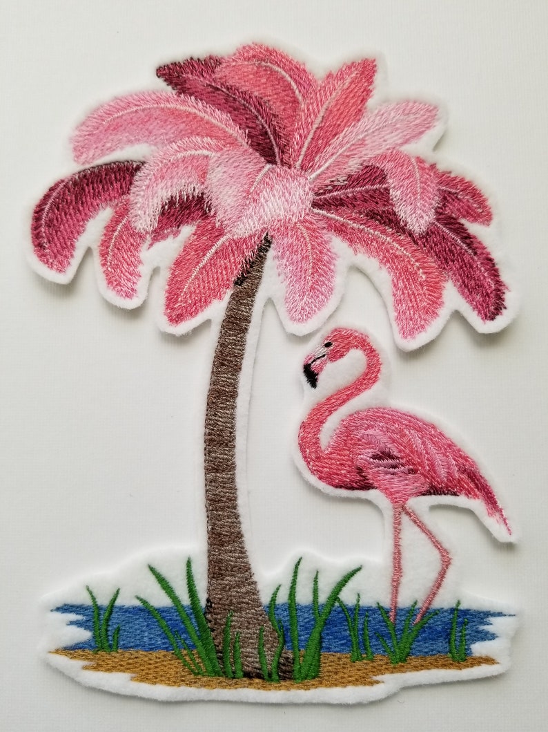 Pink Flamingo Embroidered Patch flamingo patch flamingo | Etsy