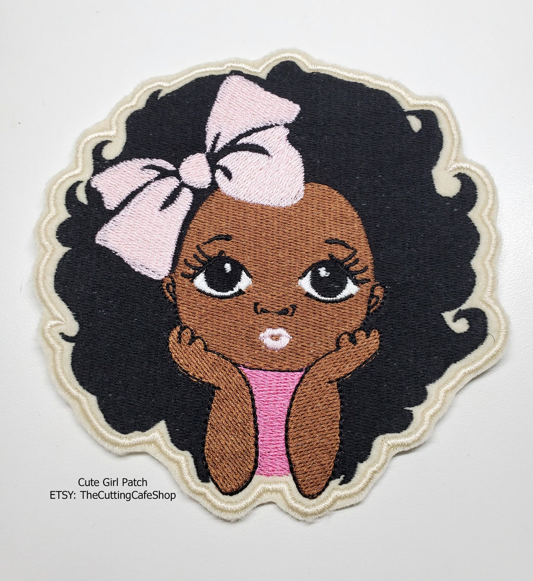 Large Cute African American Girl Patch - Embroidered Girl Patch ...