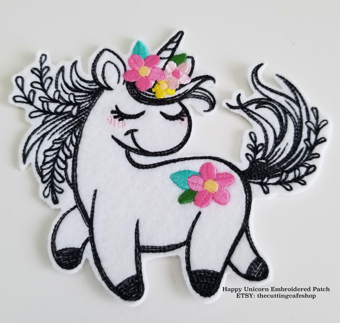 Happy Unicorn Embroidered Patch Unicorn Patches unicorn | Etsy