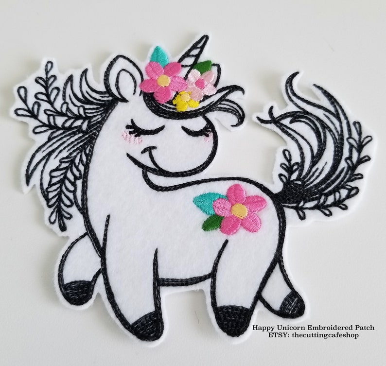 Happy Unicorn Embroidered Patch Unicorn Patches unicorn | Etsy