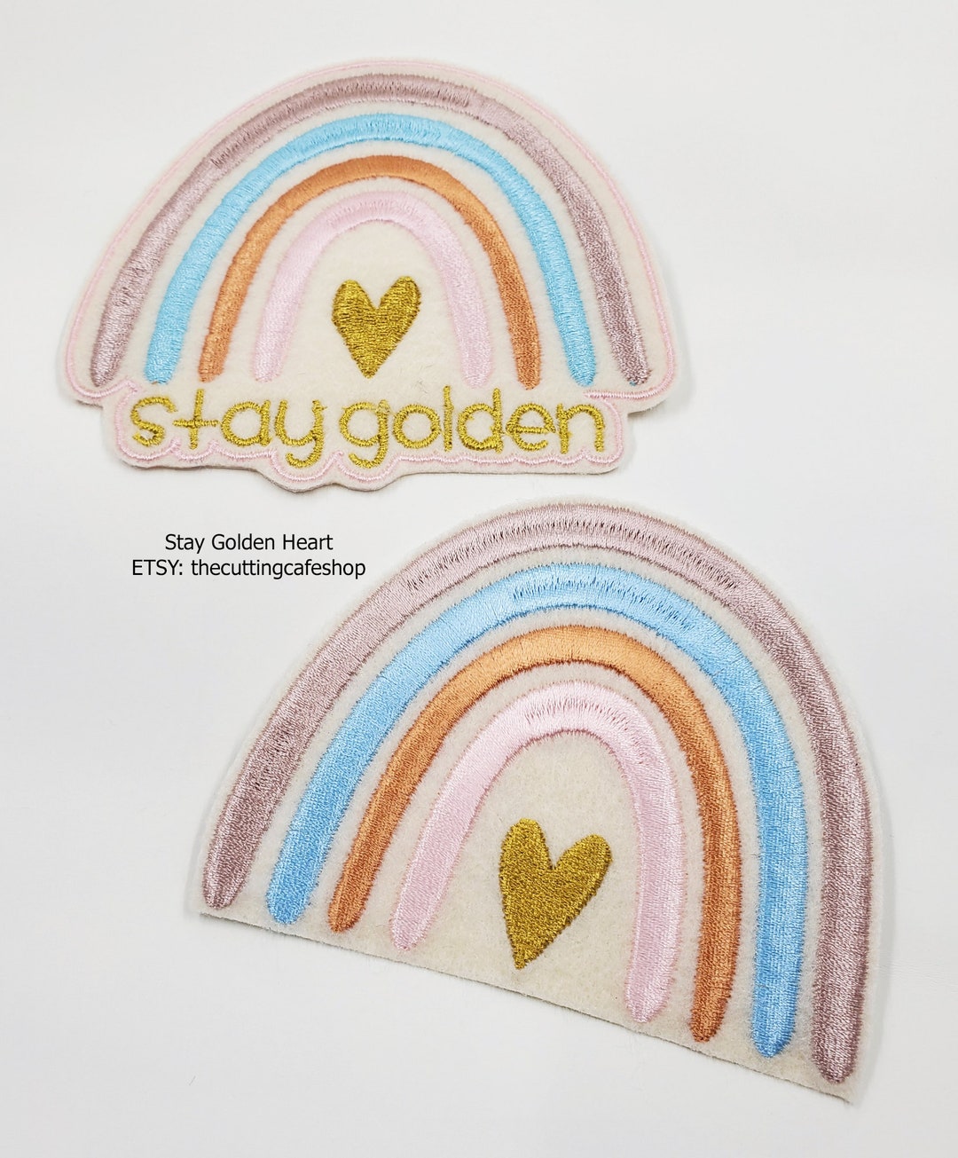 Stay Golden Rainbow Patch - Boho Rainbow Patch - Rainbow Heart Patch ...