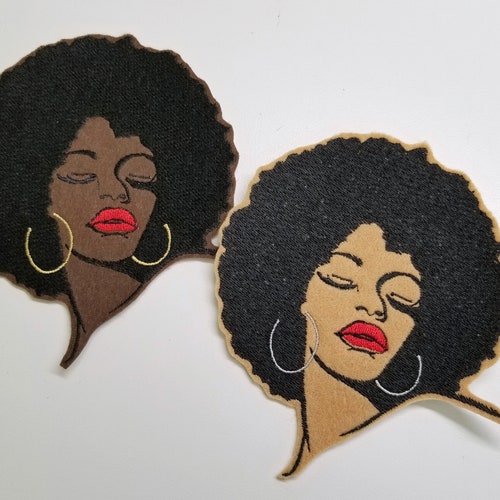 Afro Lady Embroidered Patch African American Patches Black - Etsy