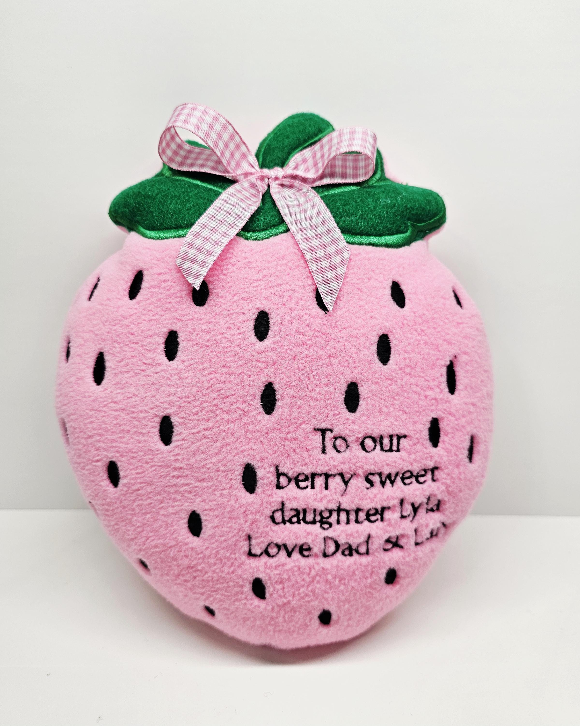 Personalized Strawberry Pillow: Embroidered Fleece Stuffie, Girl Room ...